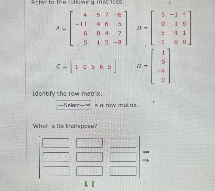 Solved Refer to the following matrices. | Chegg.com