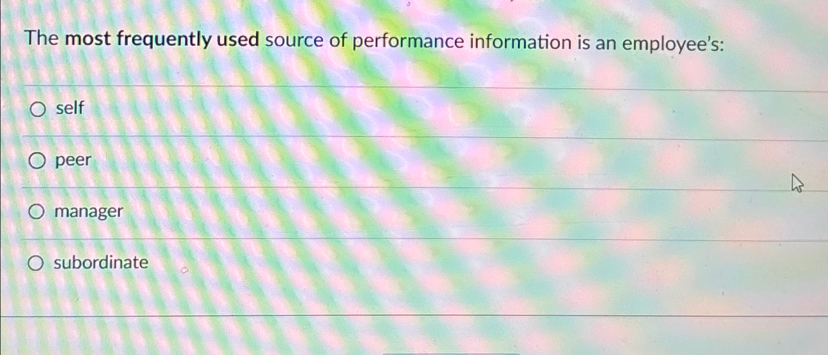 Solved The most frequently used source of performance | Chegg.com