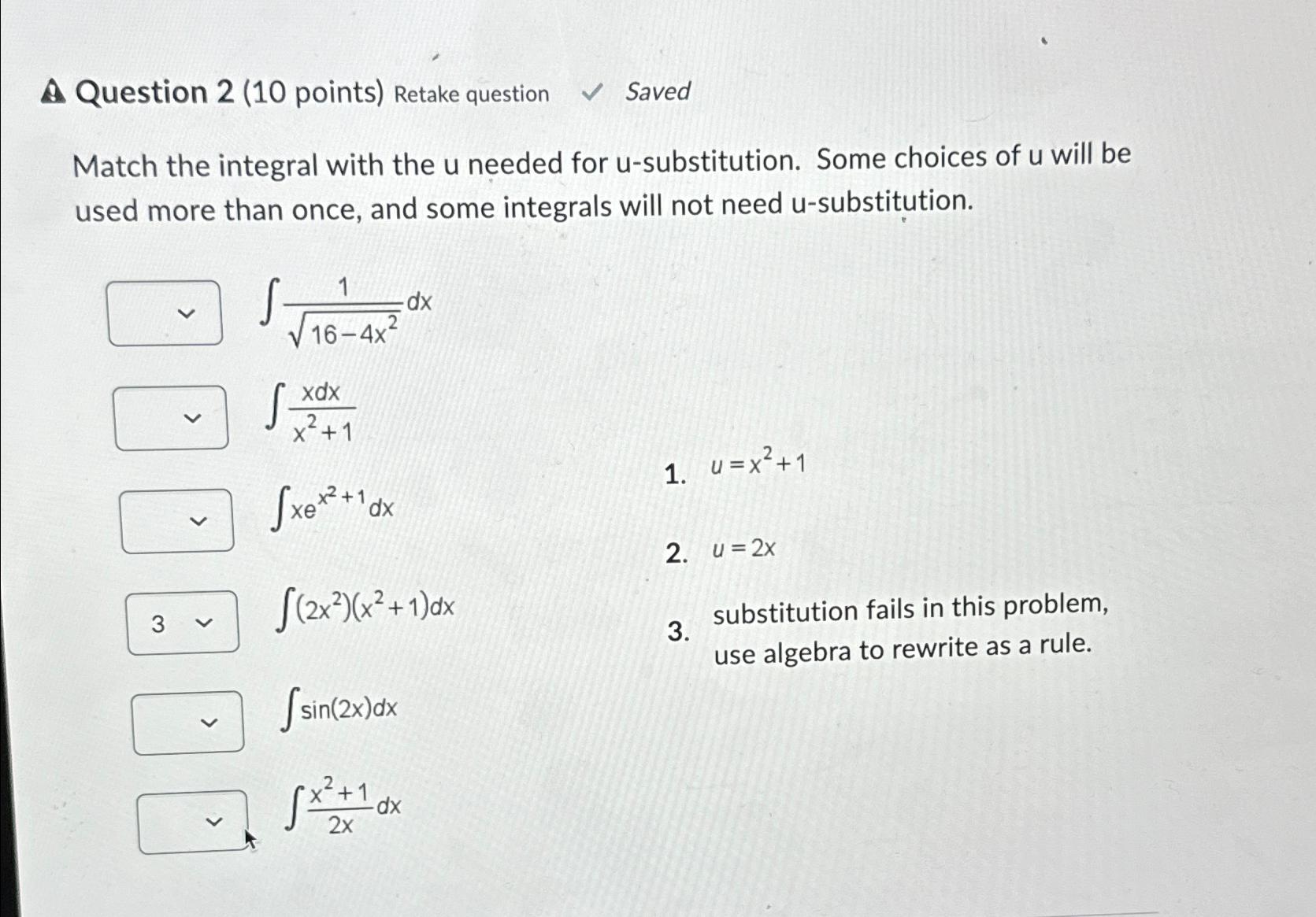 Solved Question 2 (10 points) Retake question SavedMatch | Chegg.com Solved Question 2 (10 points) Retake question SavedMatch | Chegg.com