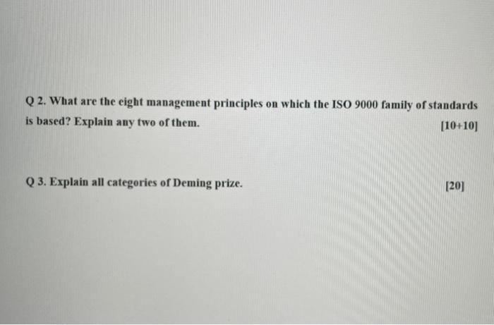 Solved Q2. What are the eight management principles on which | Chegg.com