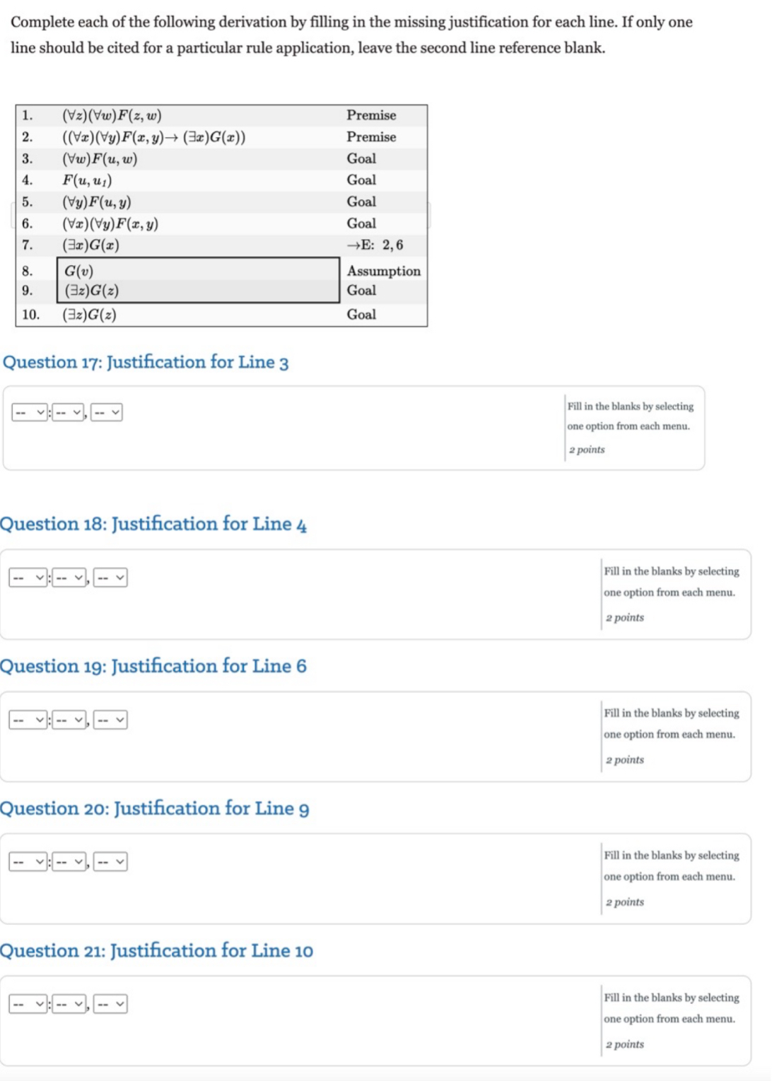 Solved Complete each of the following derivation by filling | Chegg.com