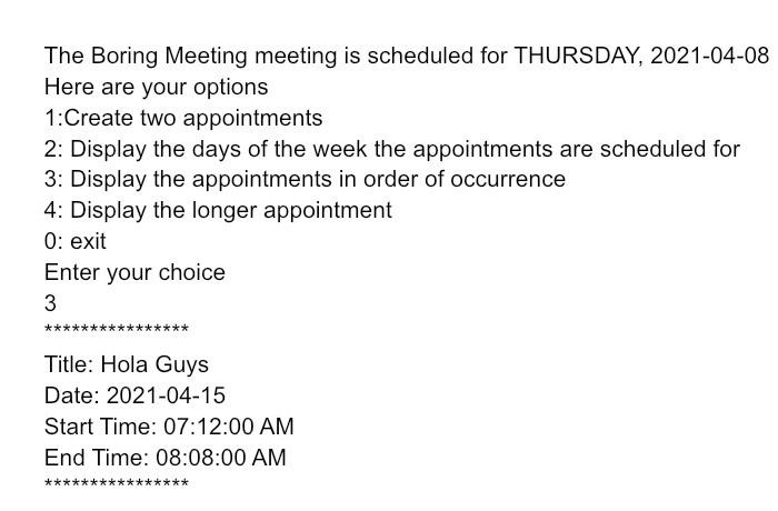 Solved In java, You will implement an Appointment class that | Chegg.com