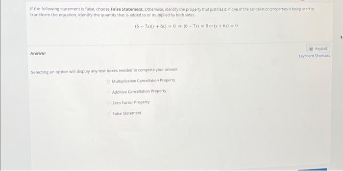 Solved If the following statement is false, choose False | Chegg.com