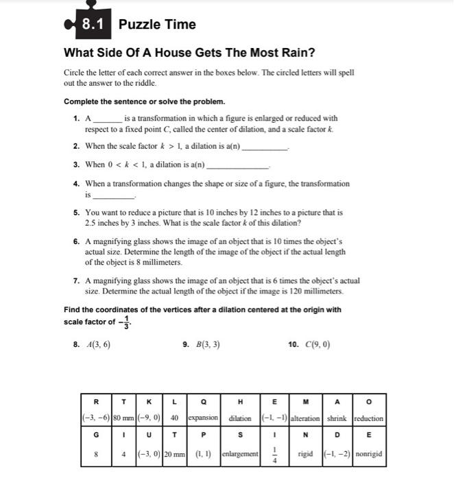 Solved 8.1 Puzzle Time What Side Of A House Gets The Most | Chegg.com