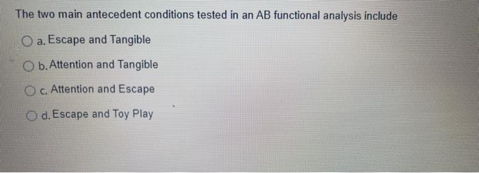 Solved The two main antecedent conditions tested in an AB | Chegg.com