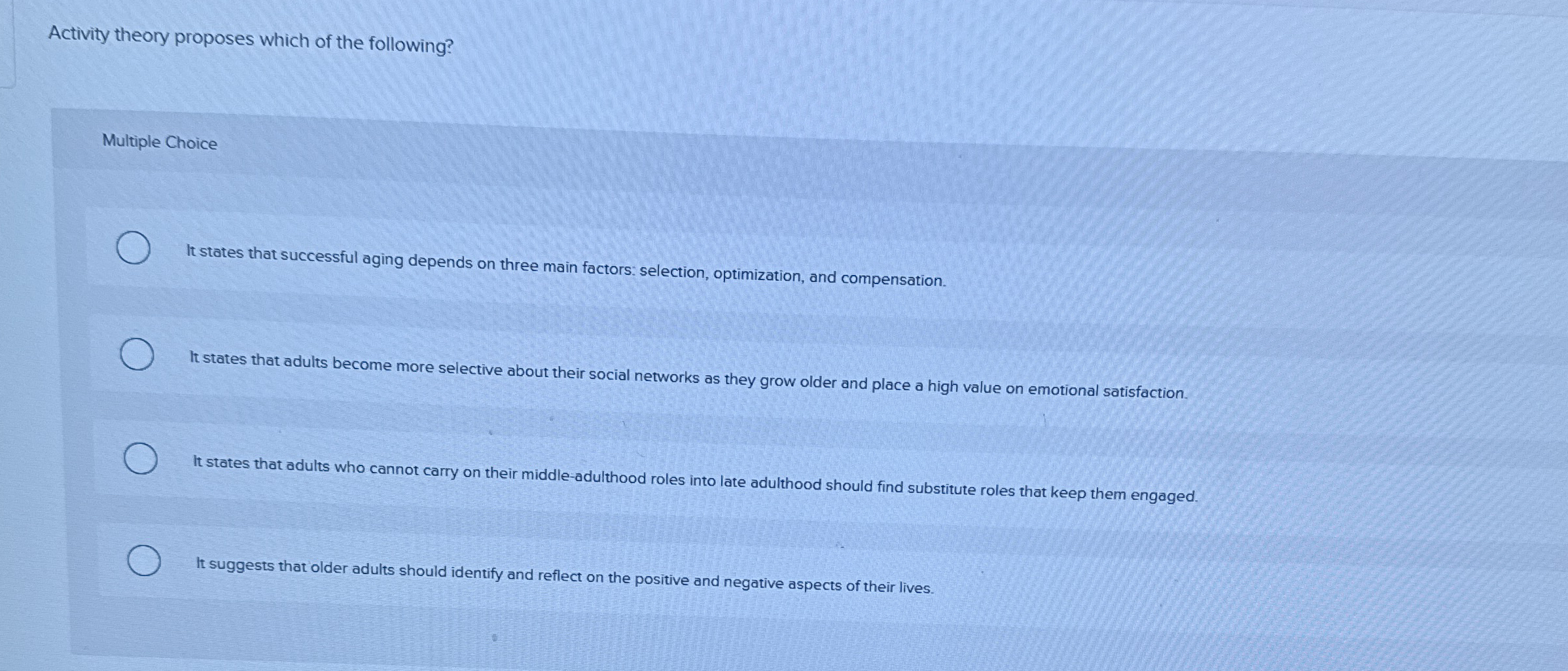 Solved Activity theory proposes which of the following? | Chegg.com