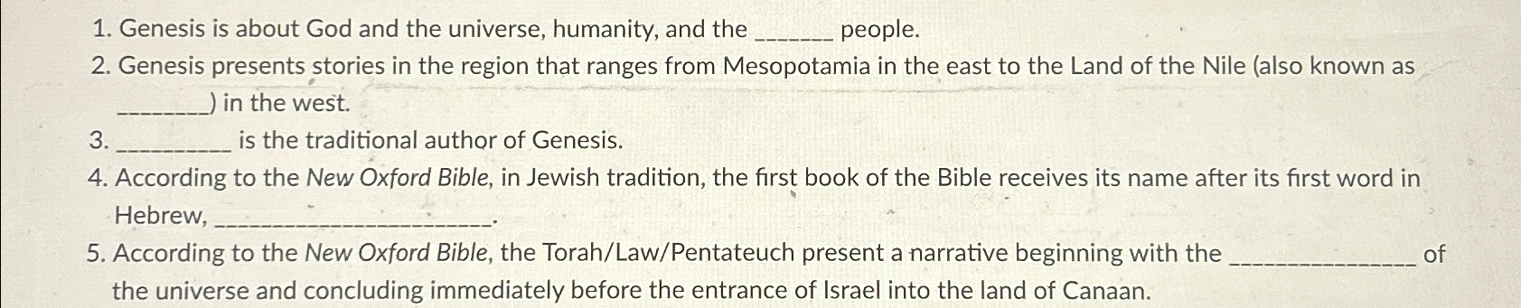 Solved Genesis is about God and the universe, humanity, and | Chegg.com