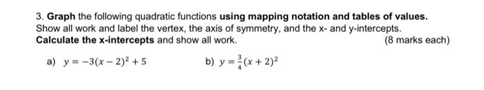 Solved 3. Graph the following quadratic functions using | Chegg.com