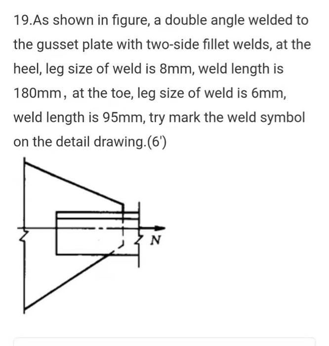 Solved 19.As shown in figure, a double angle welded to the | Chegg.com
