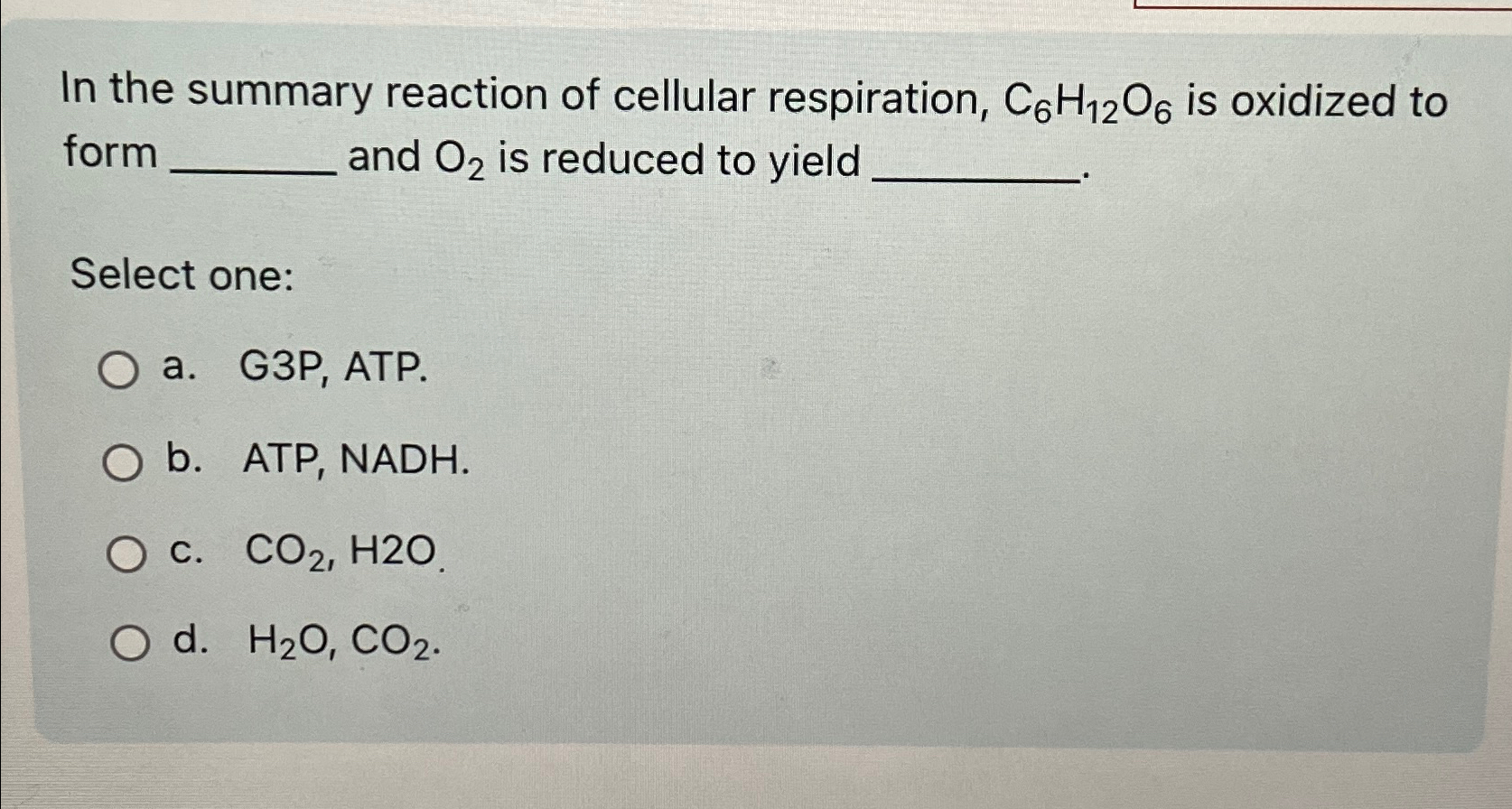 Solved In the summary reaction of cellular respiration, | Chegg.com
