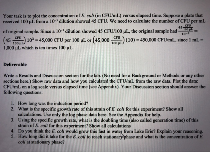 Table 1: Lab Data (tabulated data are CFU) 100 101 | Chegg.com
