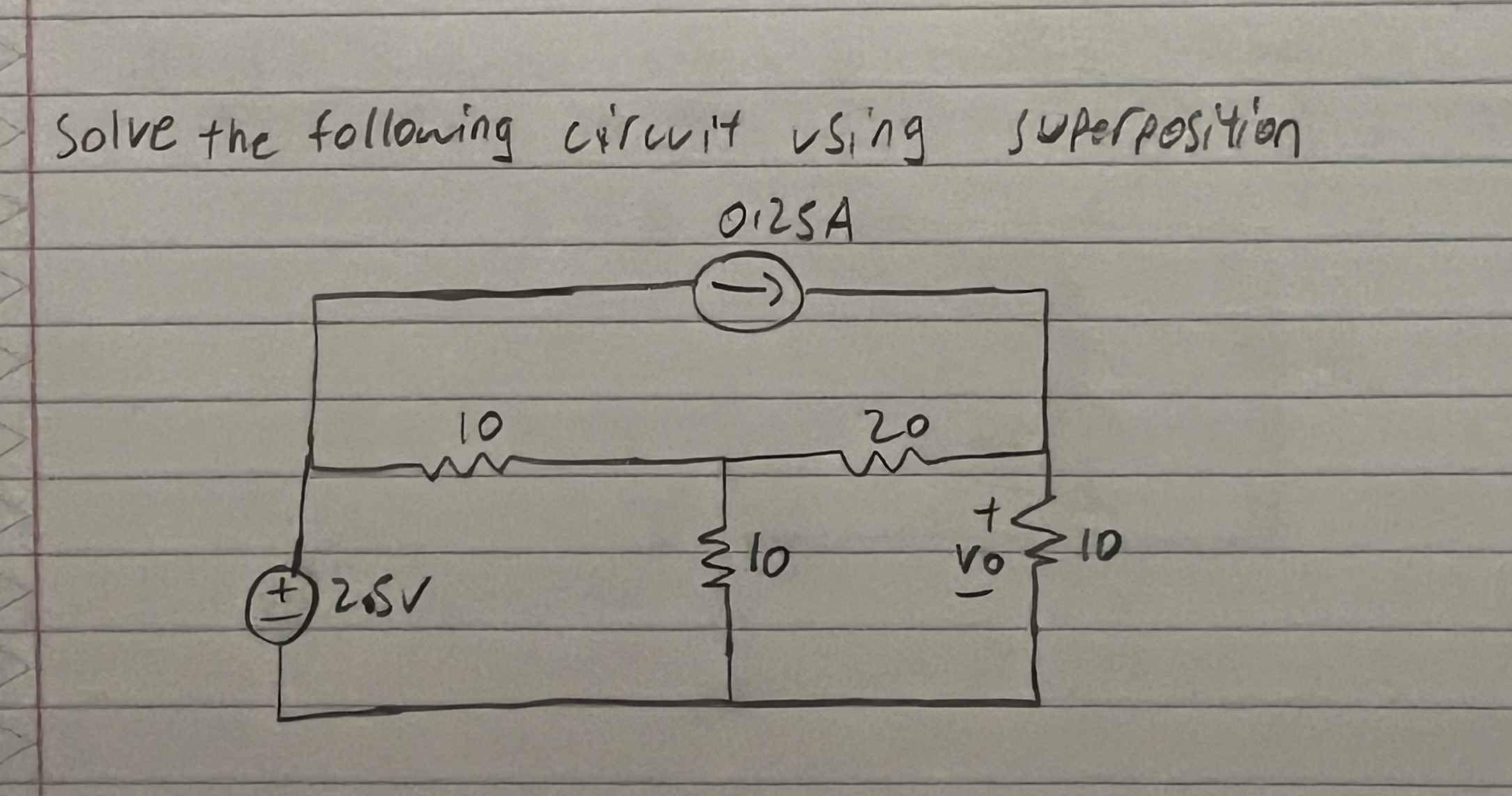 Solved Solve the following circuit using superposition | Chegg.com