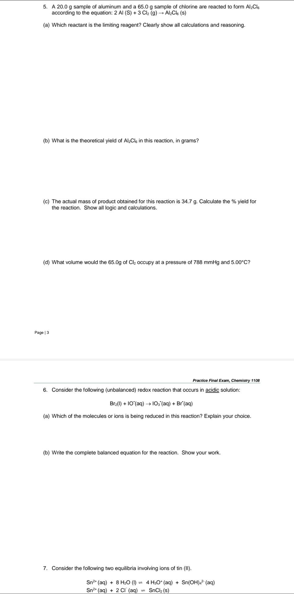 Solved Part A (Short Answer/Multiple Choice): Place your | Chegg.com