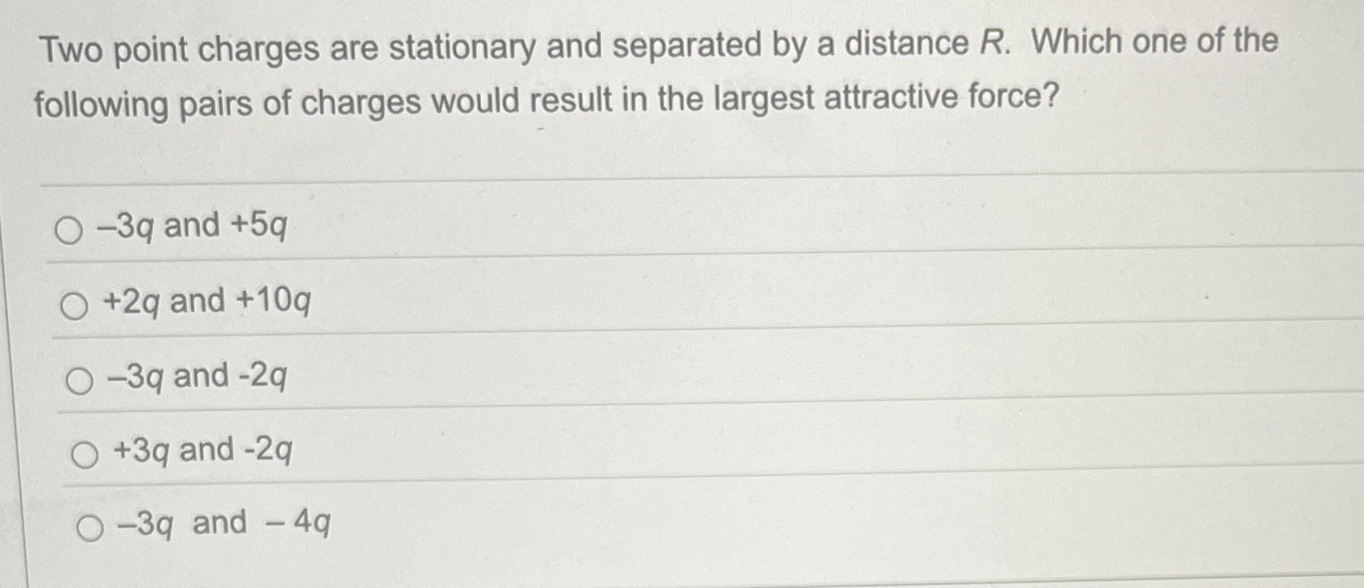 Solved Two point charges are stationary and separated by a | Chegg.com