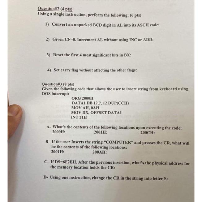 Solved Question#2 (4 ﻿pts)Using a single instruction, | Chegg.com