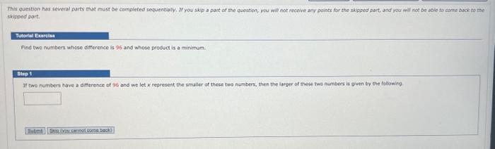 Solved skipped part. Tutorial Evereise Find two numbers | Chegg.com