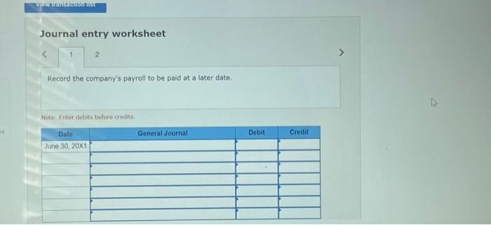 Solved Journal entry worksheet Record the company's payroll | Chegg.com