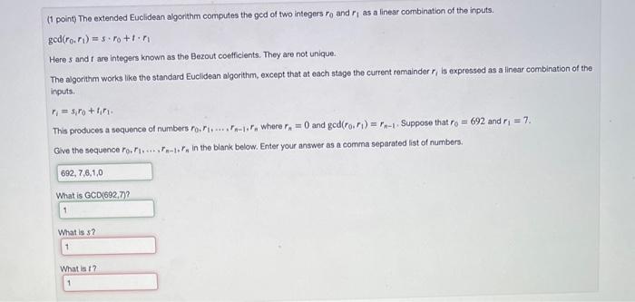Solved (1 point) One of the one-way functions used in public | Chegg.com