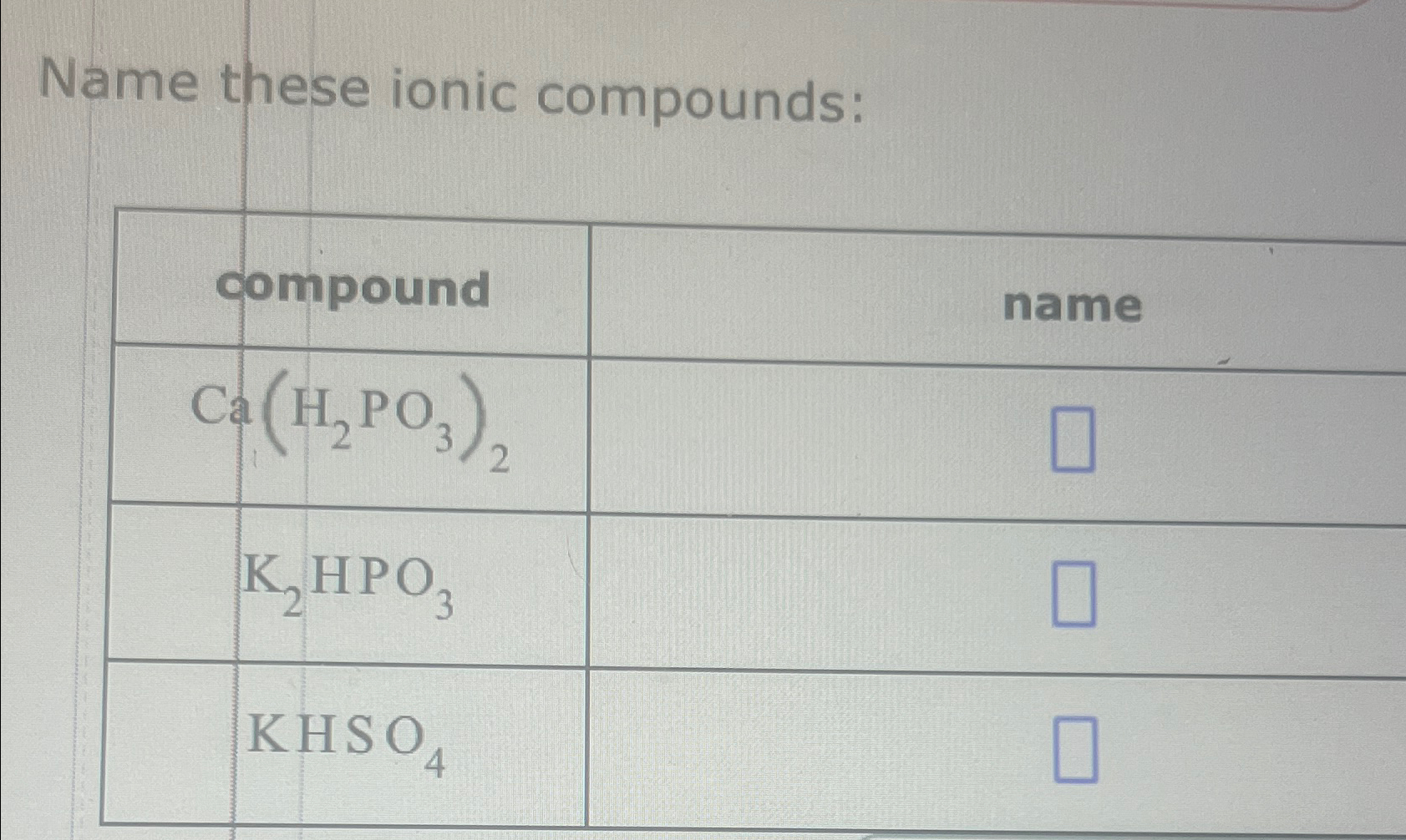 Solved Name these ionic | Chegg.com