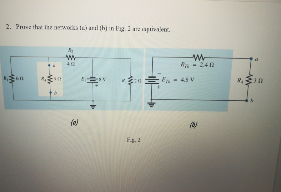 Solved 2. Prove that the networks (a) and (b) in Fig. 2 are | Chegg.com