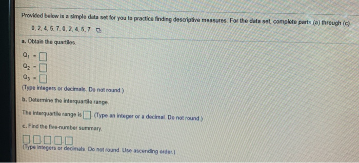 Solved Provided below is a simple data set for you to | Chegg.com