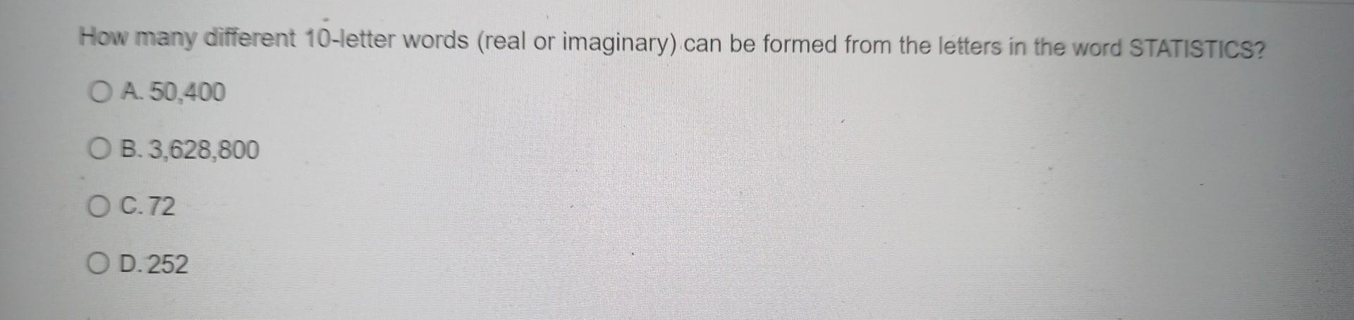 Solved How many different 10-letter words (real or | Chegg.com