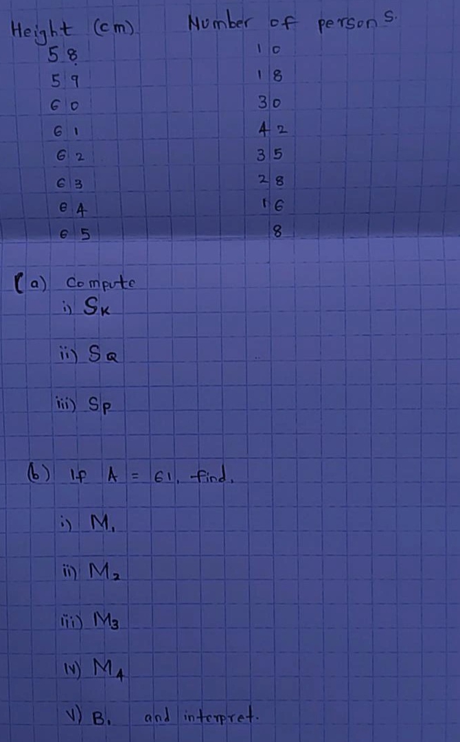 Solved (a) ﻿Computei) Skii) SQiii) Sp(b) ﻿If A=61, | Chegg.com