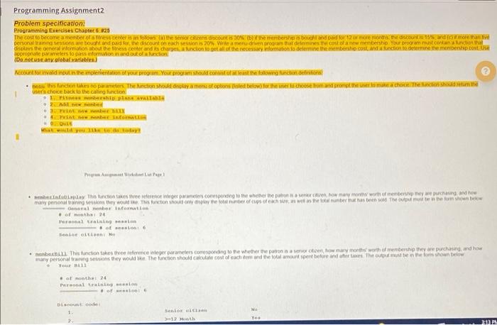 Programming Assignment2 Problem specification: | Chegg.com