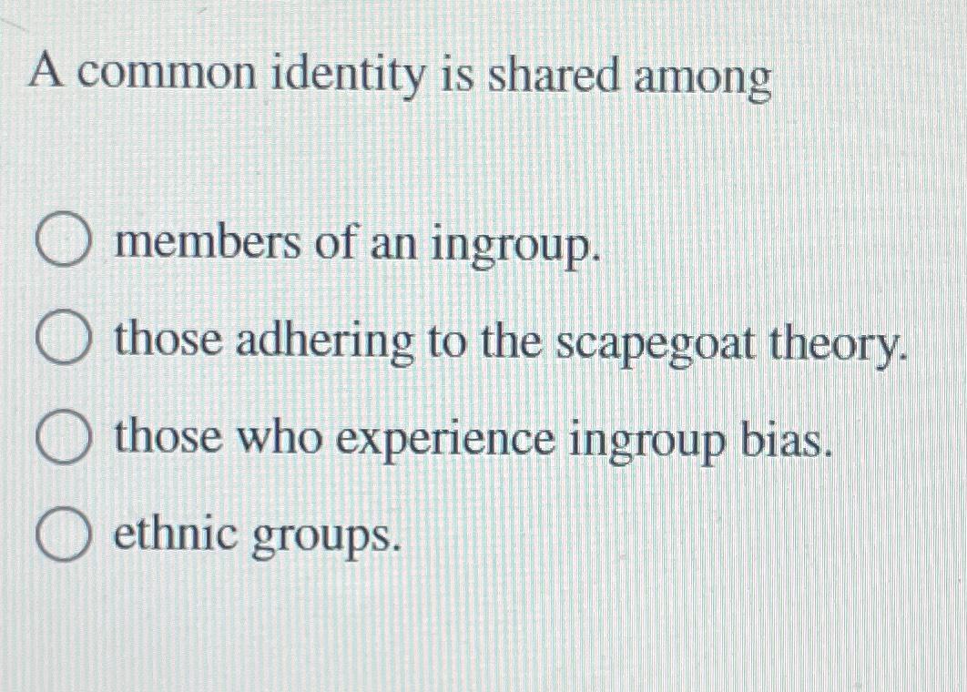 Solved A common identity is shared among members of an | Chegg.com