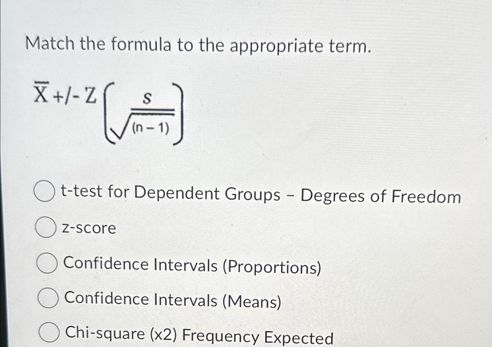 Solved Match the formula to the appropriate | Chegg.com