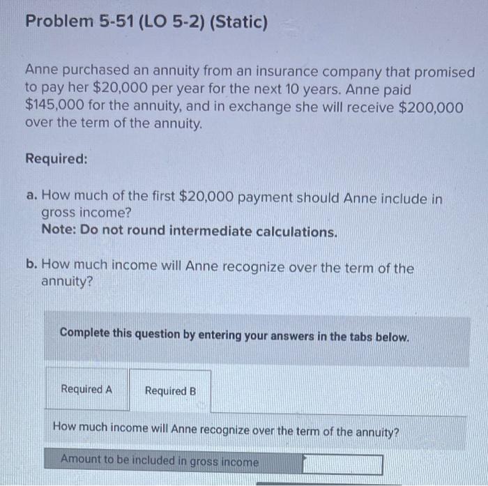 Solved Anne purchased an annuity from an insurance company | Chegg.com