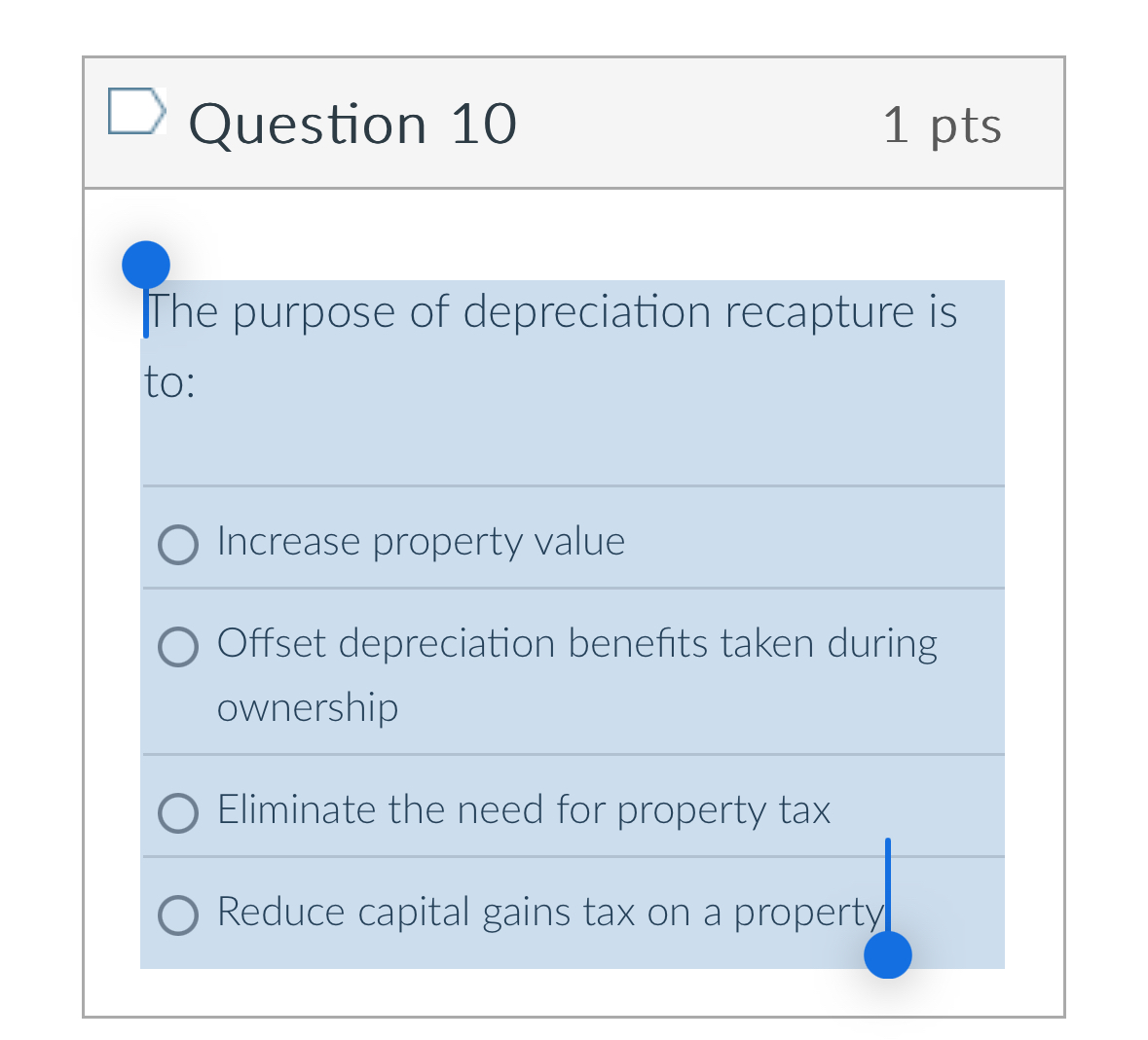 Solved Question 101 ptsThe purpose of depreciation | Chegg.com Solved Question 101 ptsThe purpose of depreciation | Chegg.com