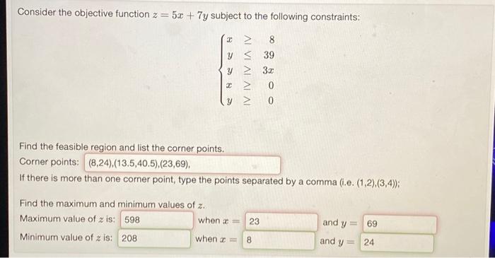 Solved Consider The Objective Function Z 5x 7y Subject To