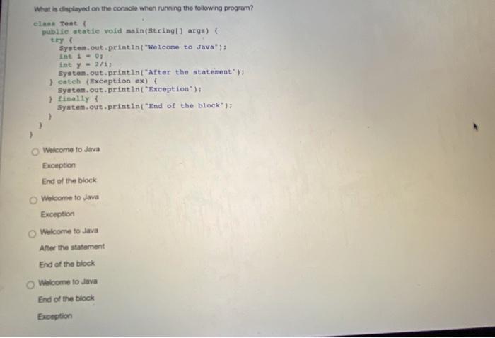 Solved What is displayed on the console when running the | Chegg.com
