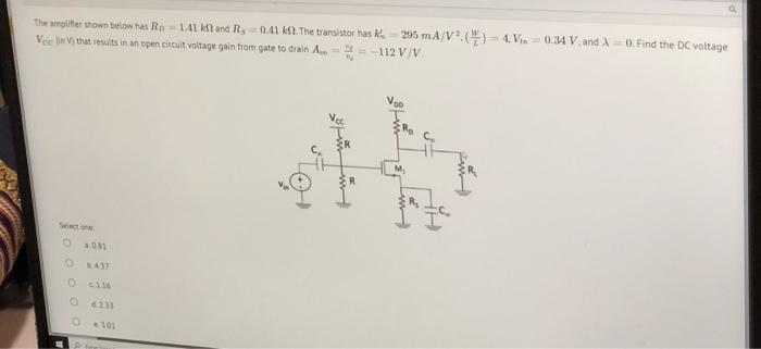 Solved The ampliter shown below has Rp = 141 and Rs=041 10. | Chegg.com