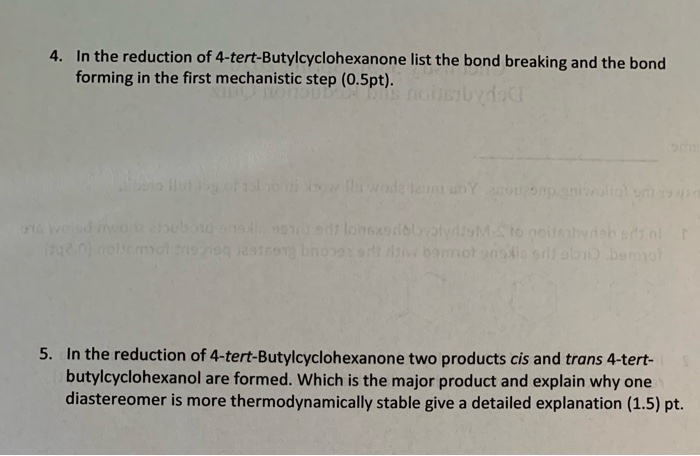 Solved 4. In the reduction of 4-tert-Butylcyclohexanone list | Chegg.com