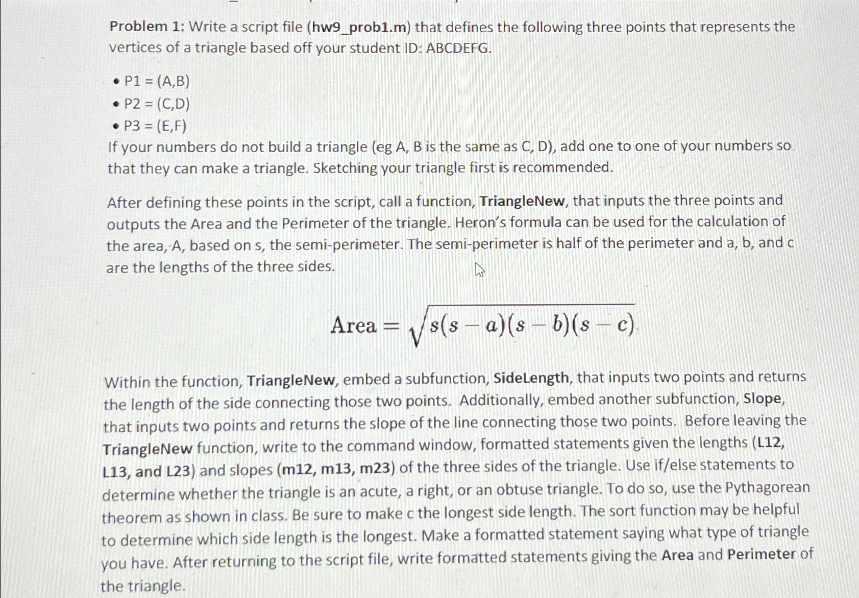 Solved Problem 1: Using Matlab write a script file | Chegg.com