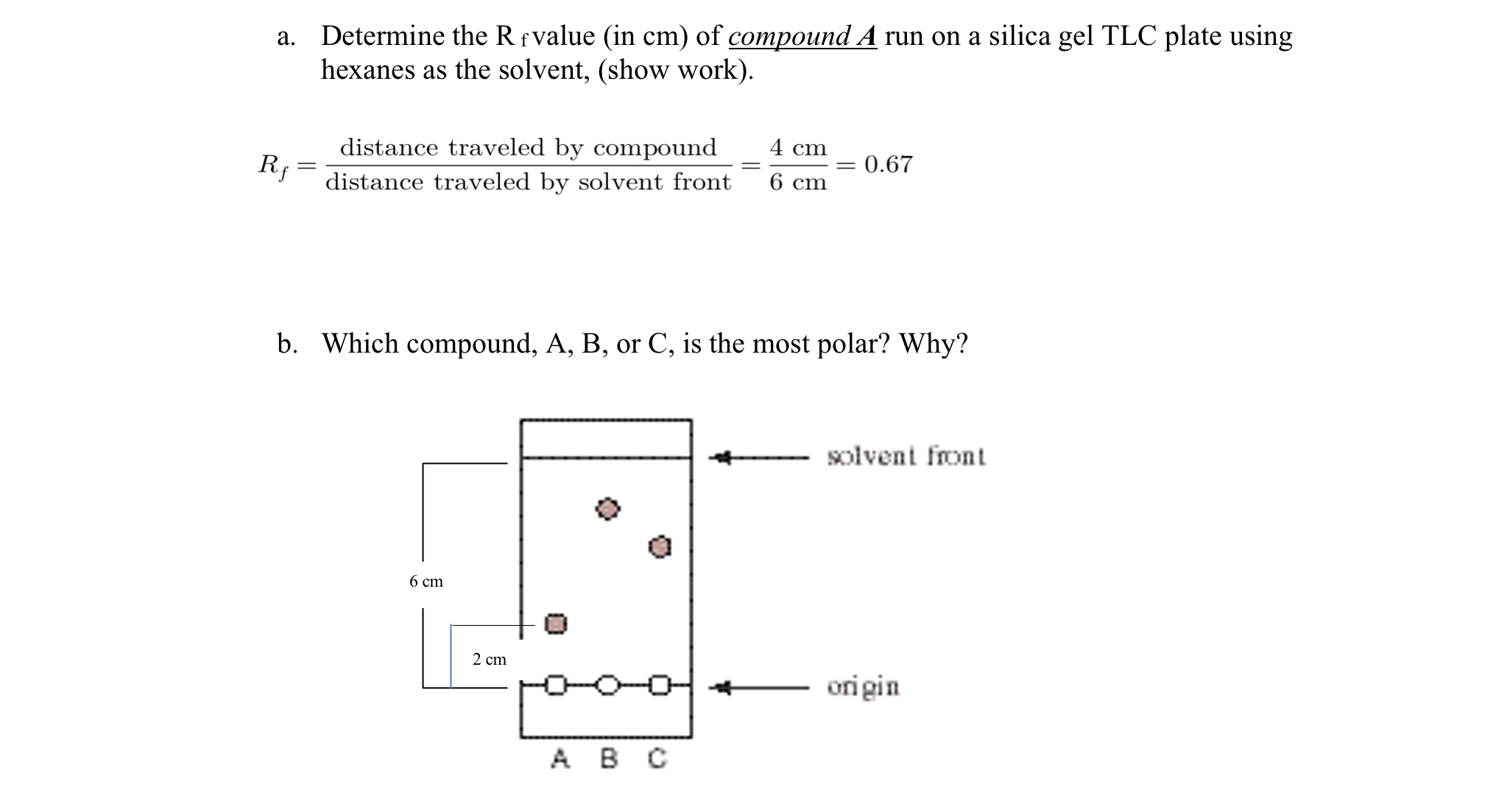 Solved a. ﻿Determine the Rf ﻿value (in cm ) ﻿of compound A | Chegg.com