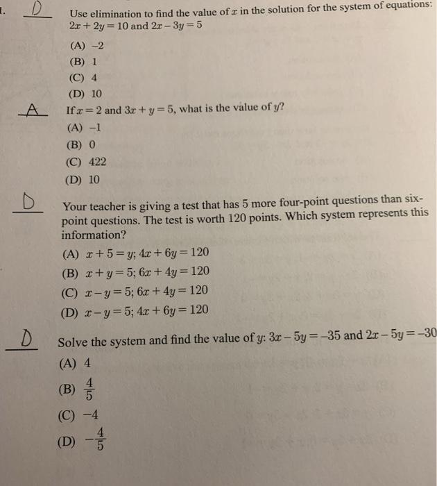 Solved Help me check my math exam please. There are a few | Chegg.com
