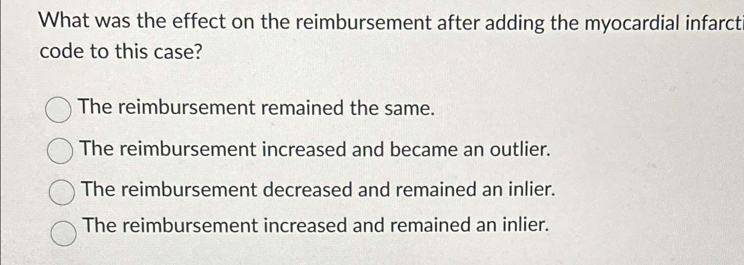 Solved What was the effect on the reimbursement after adding | Chegg.com