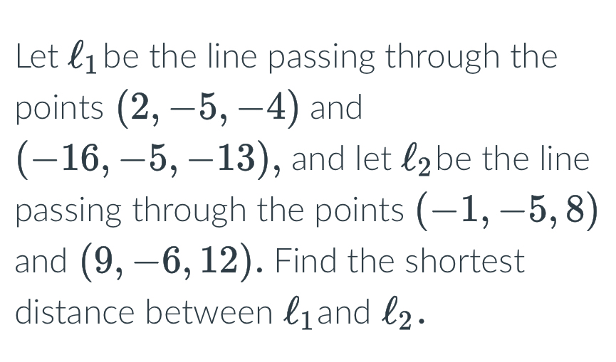 Solved Let l1 ﻿be the line passing through the points | Chegg.com