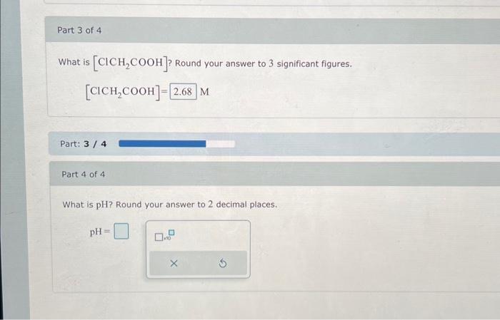 Solved Chloroacetic acid, ClCH2COOH, has a pKa of 2.87 . For | Chegg.com