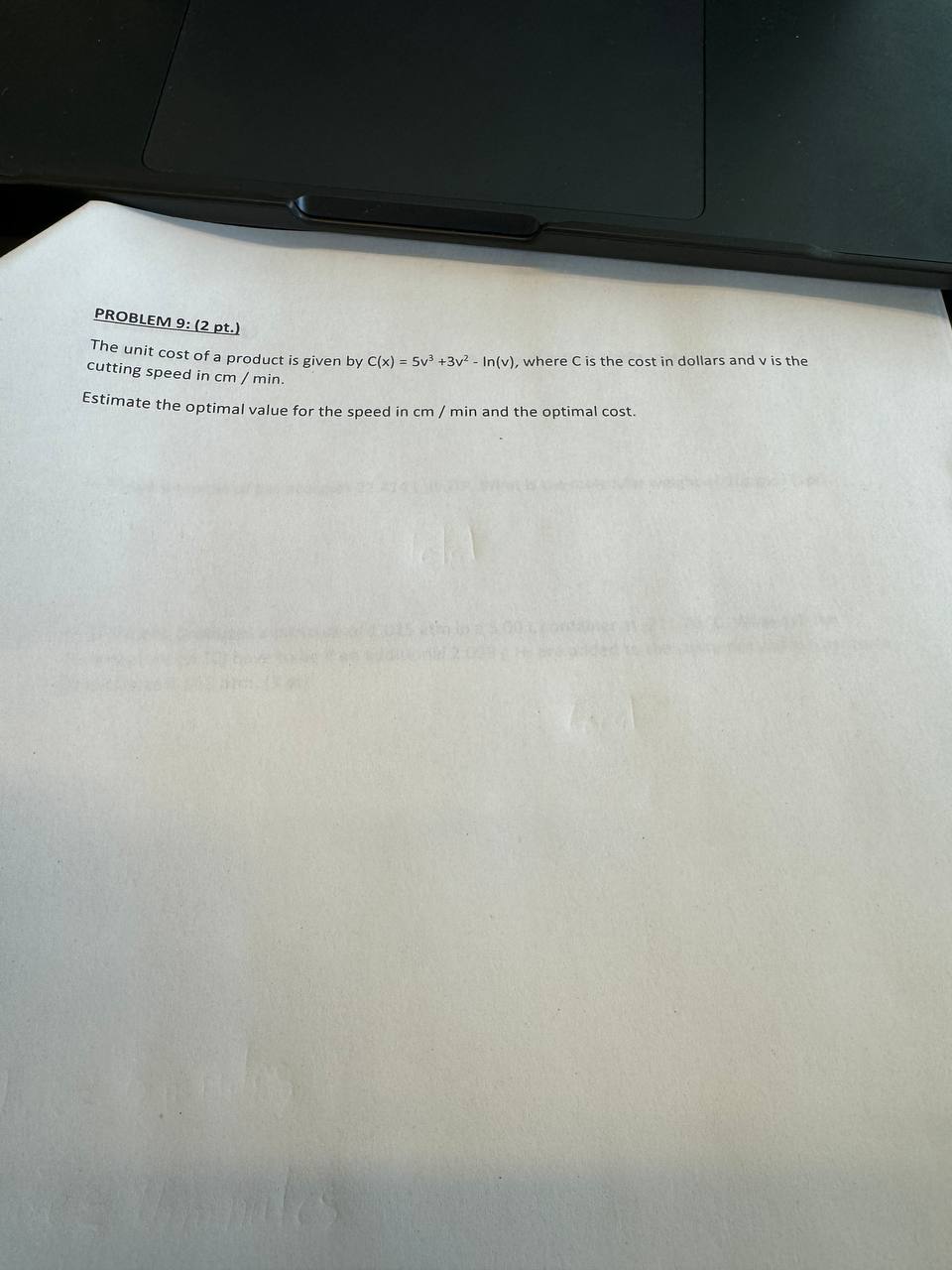 Solved PROBLEM 9: (2 ﻿pt.)The unit cost of a product is | Chegg.com