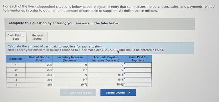 Solved For each of the five independent situations below, | Chegg.com