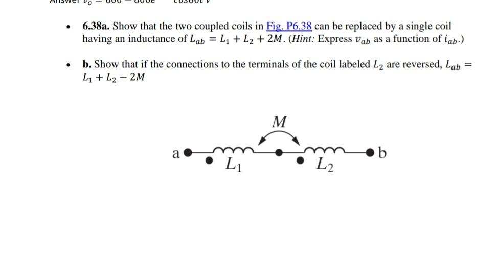6.38a. Show that the two coupled coils in Fig. P6.38 | Chegg.com