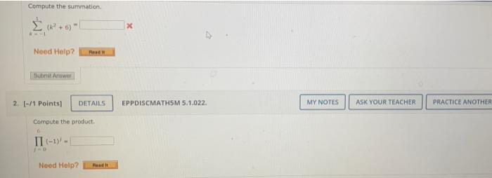 Solved Compute the summation Σ (+6)" X Need Help? ed Submit | Chegg.com
