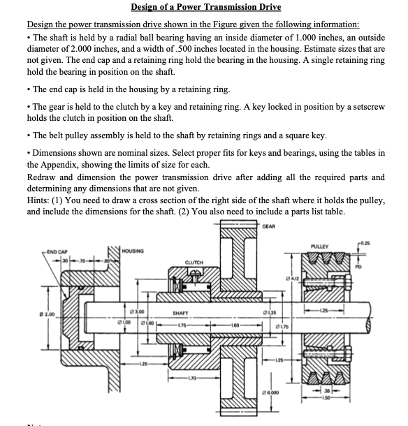 Solved Design of a Power Transmission DriveDesign the power | Chegg.com