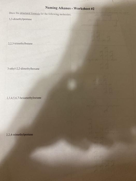 Solved Naming Alkanes - Worksheet #2 Draw the structural | Chegg.com