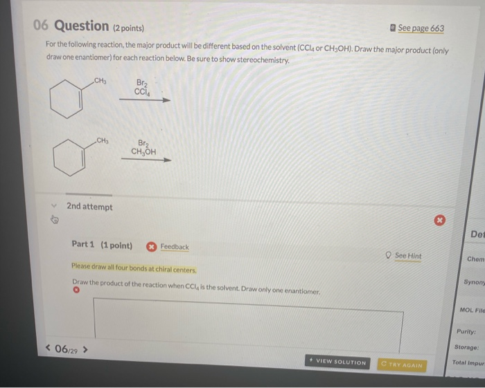 Solved See page 663 06 Question (2 points) For the following | Chegg.com