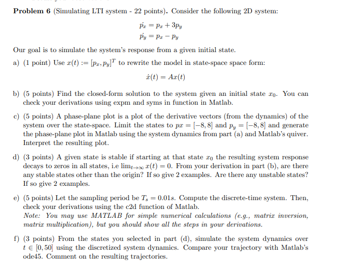 Solved Problem 6 (Simulating ﻿LTI system - 22 ﻿points). | Chegg.com